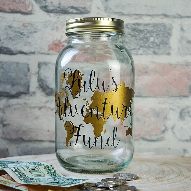 Adventure Travel Fund // Gold Savings Jar - Etsy UK