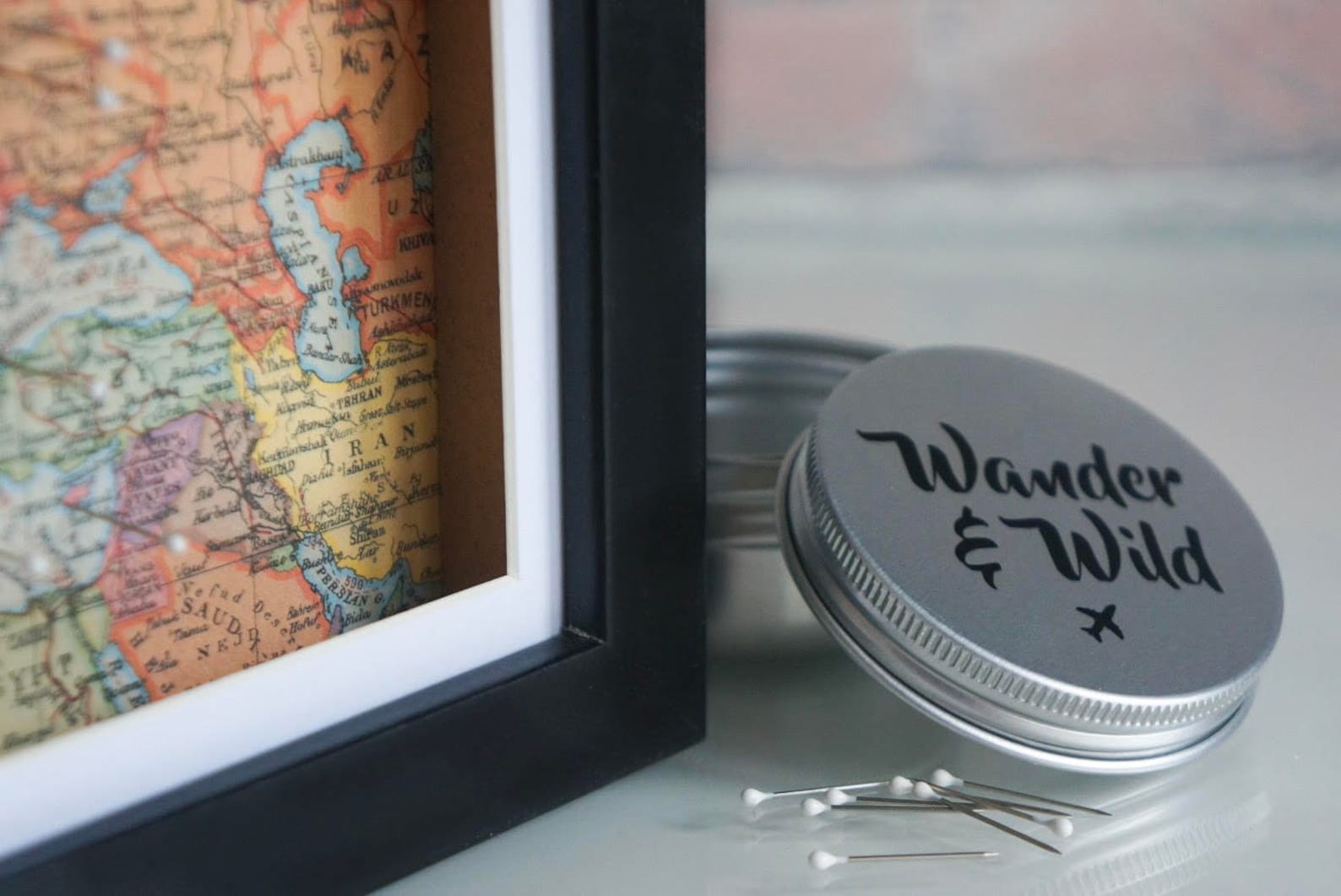 Pin Map Frame Europe // Small 20 X 20 Free Standing // Vintage World ...
