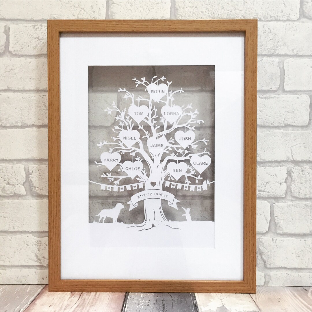Family Tree Papercut // Personalised Papercutting A4 or A3 - Etsy