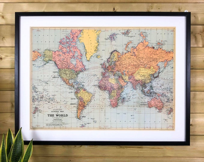 A1 Pin Map Framed // Vintage World Map // Adventure // Travel - Etsy