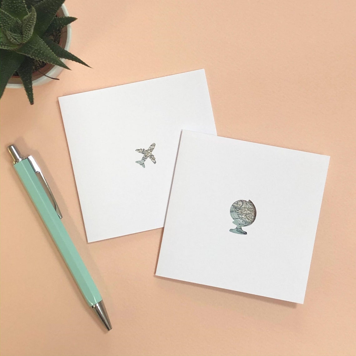 2 x Travel Cards // Mini 4 x 4 // Travel Greetings Card | Etsy