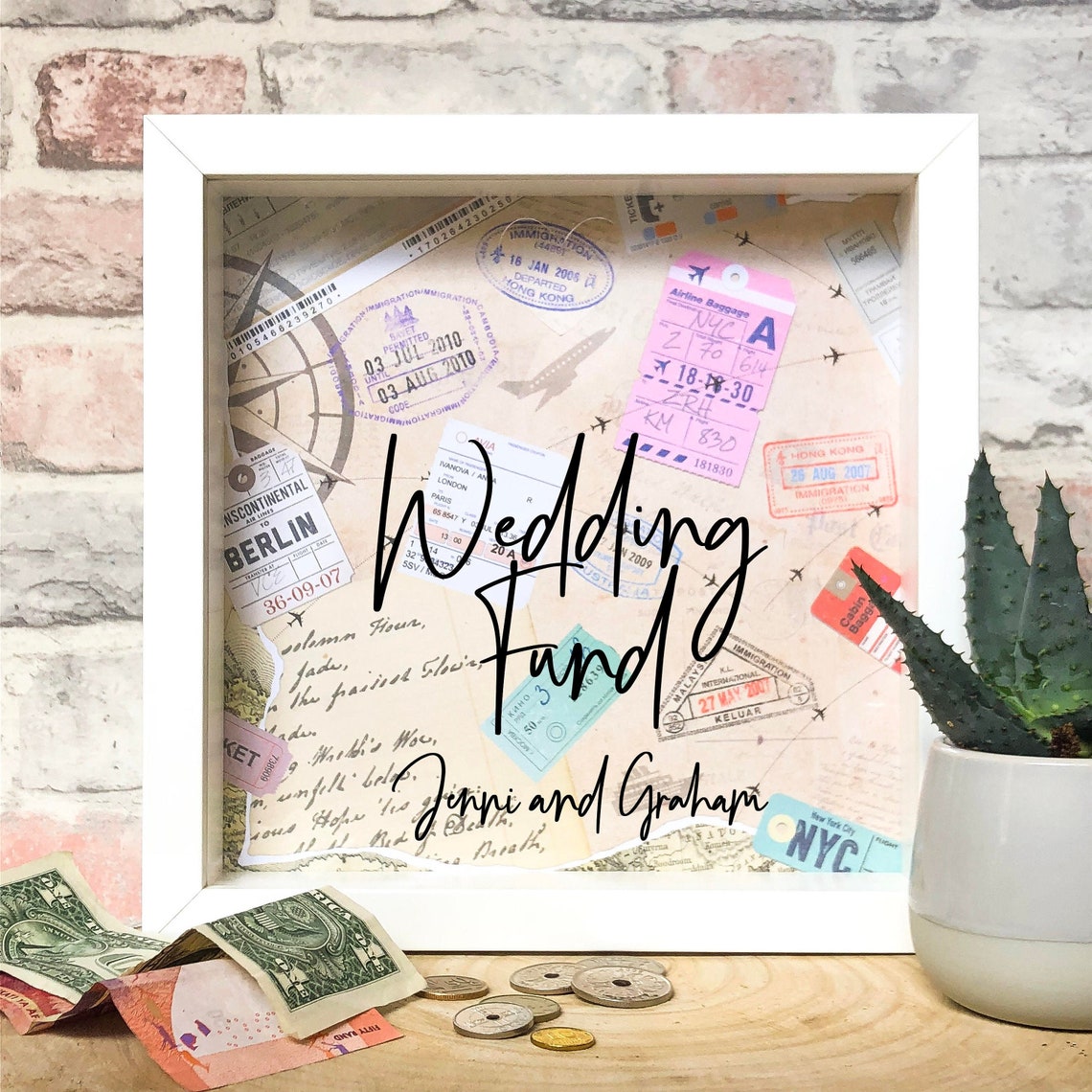 Custom Wedding Fund // Personalised // Savings Frame // Travel - Etsy