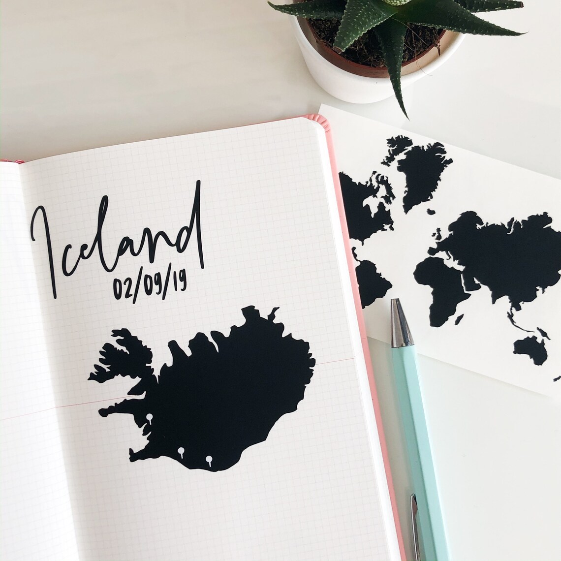 Travel Bullet Journal Vinyl // Custom Countries // Map // - Etsy