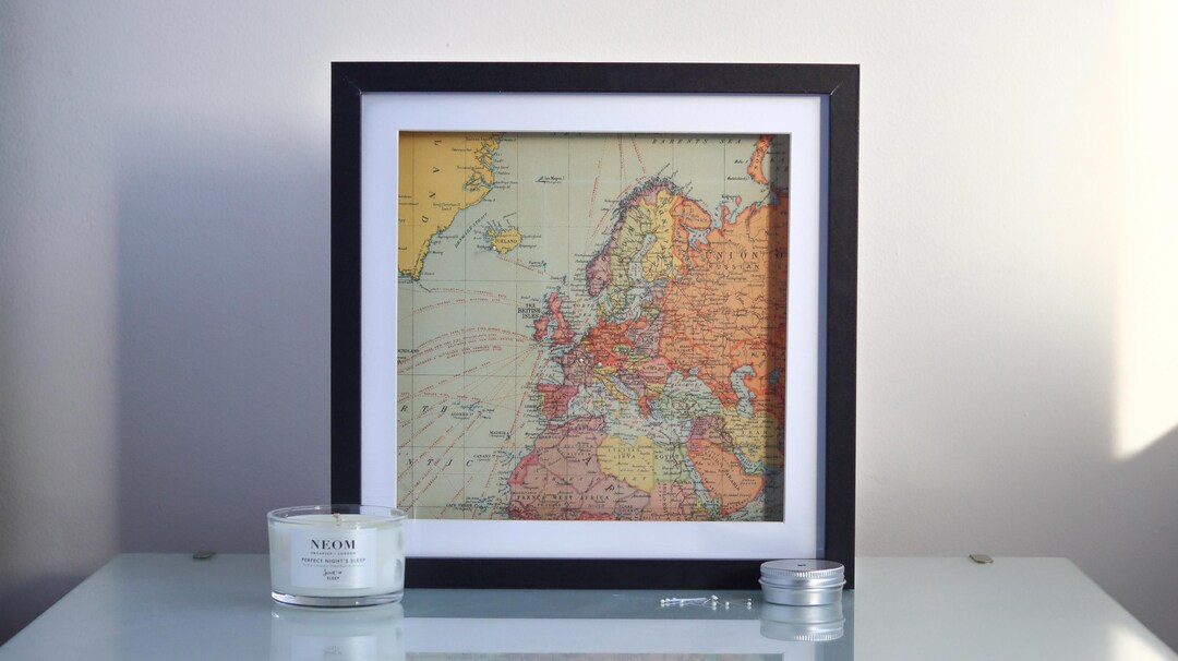 Large Pin Map Frame Europe // Large 30 X 30 Free Standing // Vintage ...