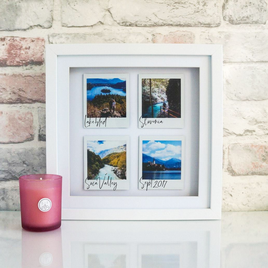 Personalised Square Prints Frame // Your Chosen Photos & Text // Instax ...