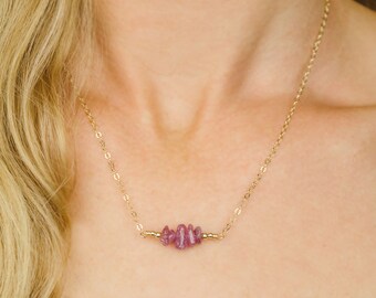 Tiny Ruby Necklace Small Ruby Faceted Teardrop Necklace | Etsy