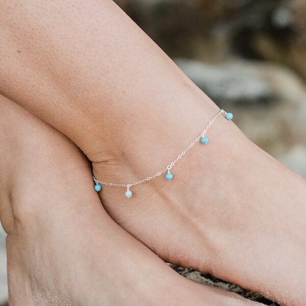 Aqua Anklet - Etsy