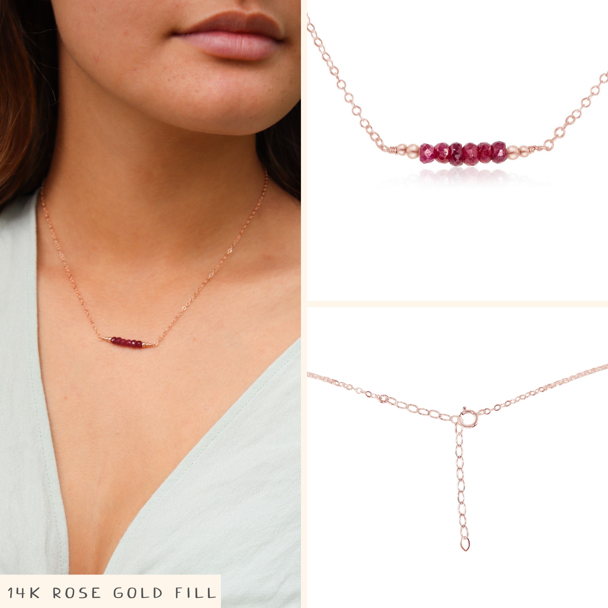 Ruby Necklace. Precious Gemstone Bar Ruby Necklace. Tiny Ruby - Etsy UK