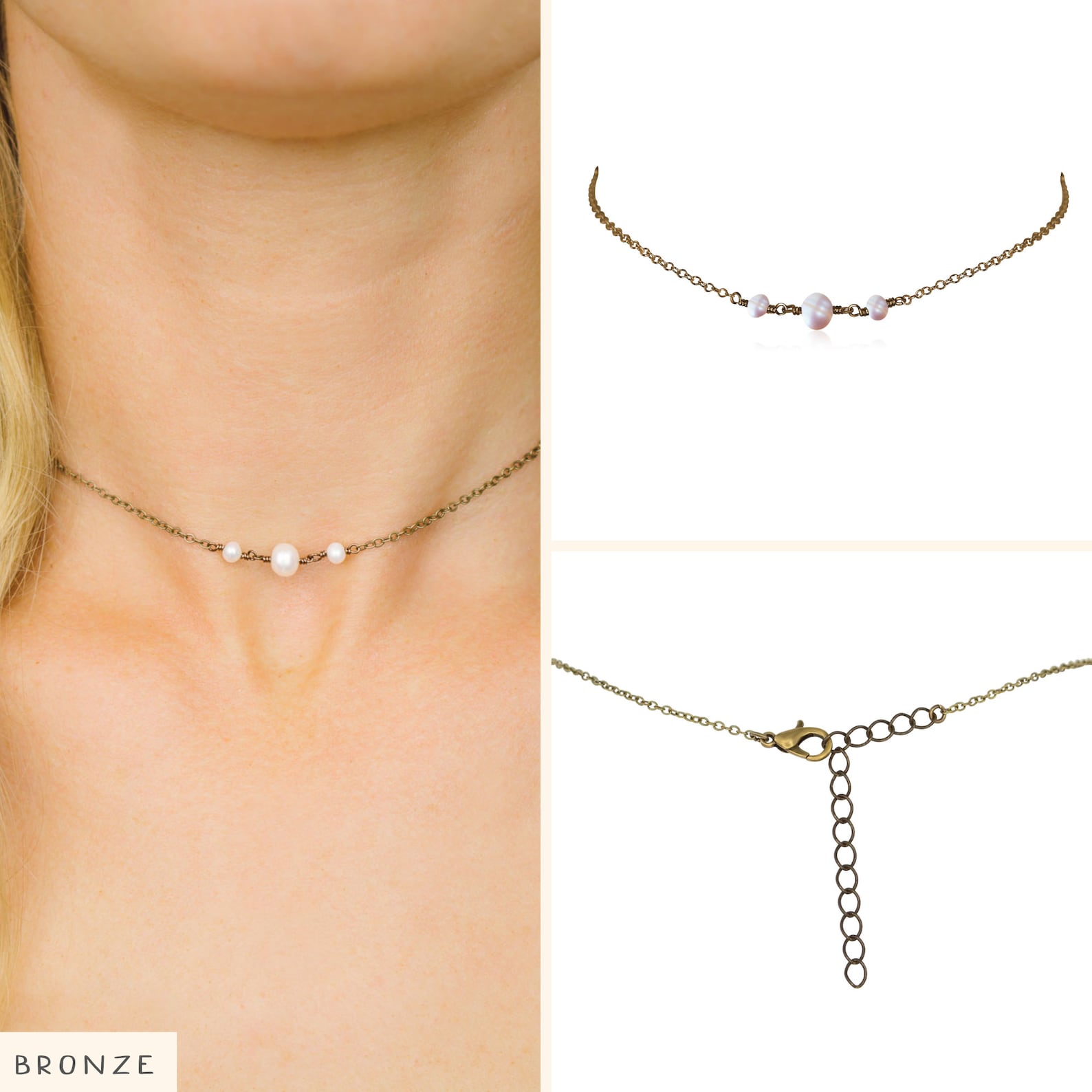 Freshwater Pearl Choker Necklace Simple Pearl Choker Beaded Etsy