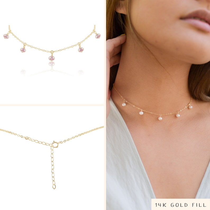 Dainty Pearl Choker Freshwater Pearl Choker Women Chokers Etsy