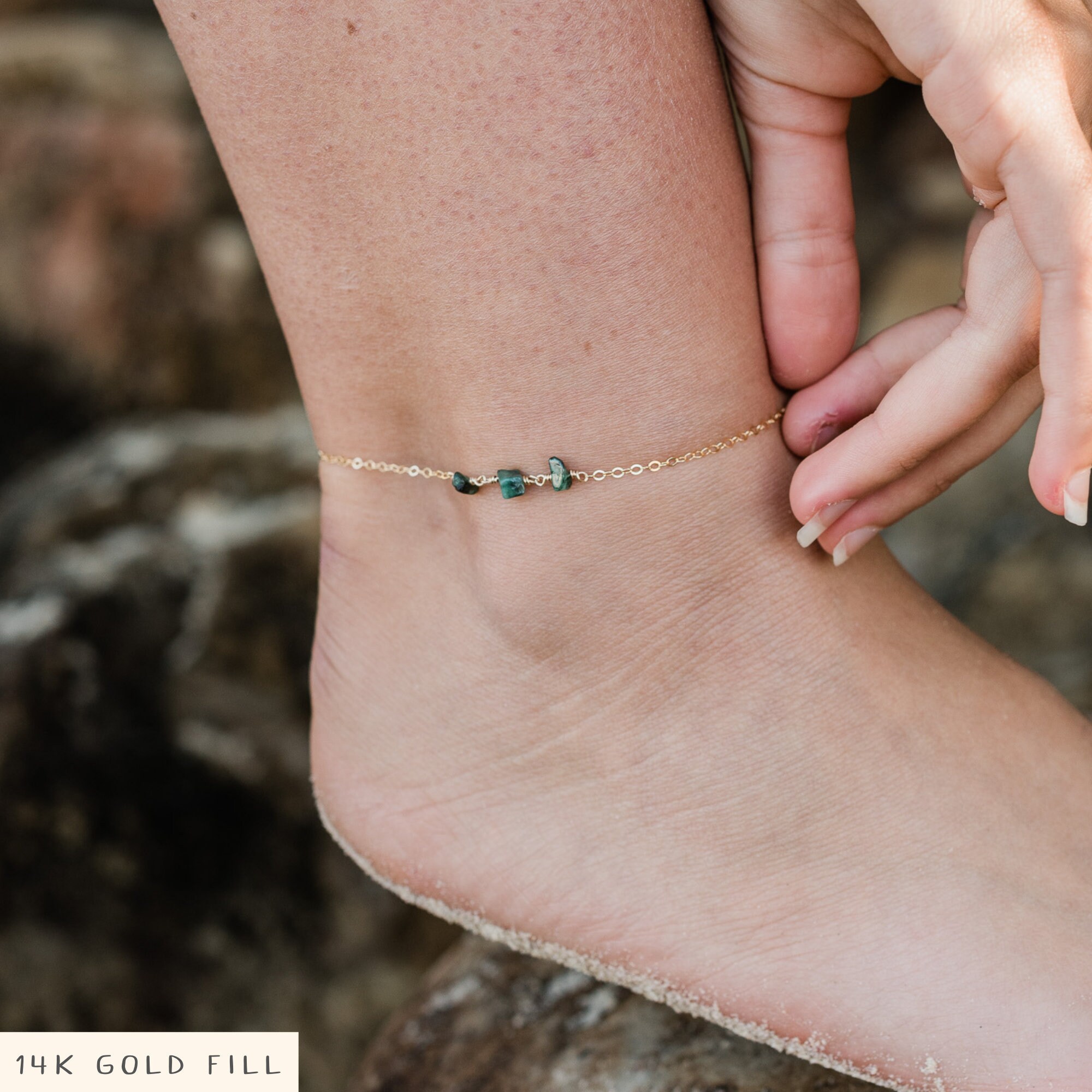 Emerald beaded anklet. Emerald anklet. Green rosary anklet. | Etsy