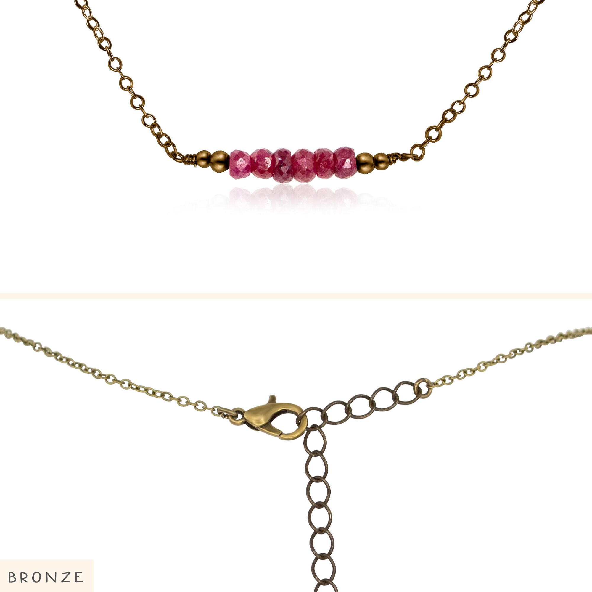 Ruby Necklace. Precious Gemstone Bar Ruby Necklace. Tiny Ruby - Etsy UK