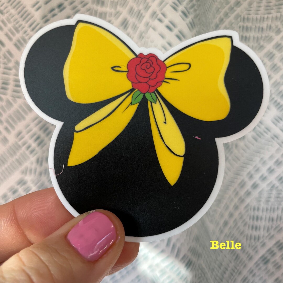 BELLE - MICKEY EARS | Vinyl Sticker | Disney Princess | Coquette Bow ...