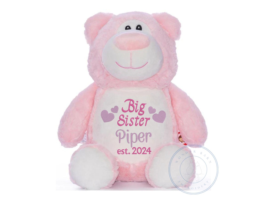 Personalized Big Sister Stuffed Animal - Sibling Gift - Embroidered ...