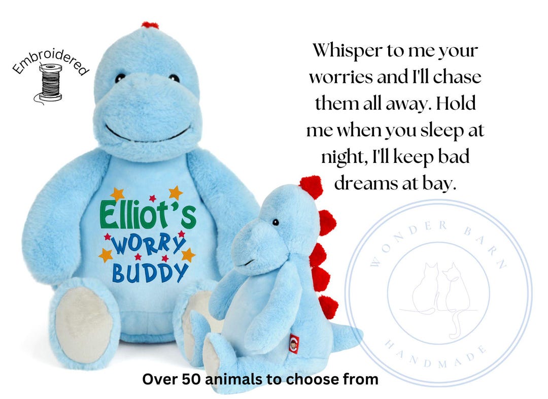 Personalized Embroidered Stuffed Animal - Personalized Gift- Worry ...