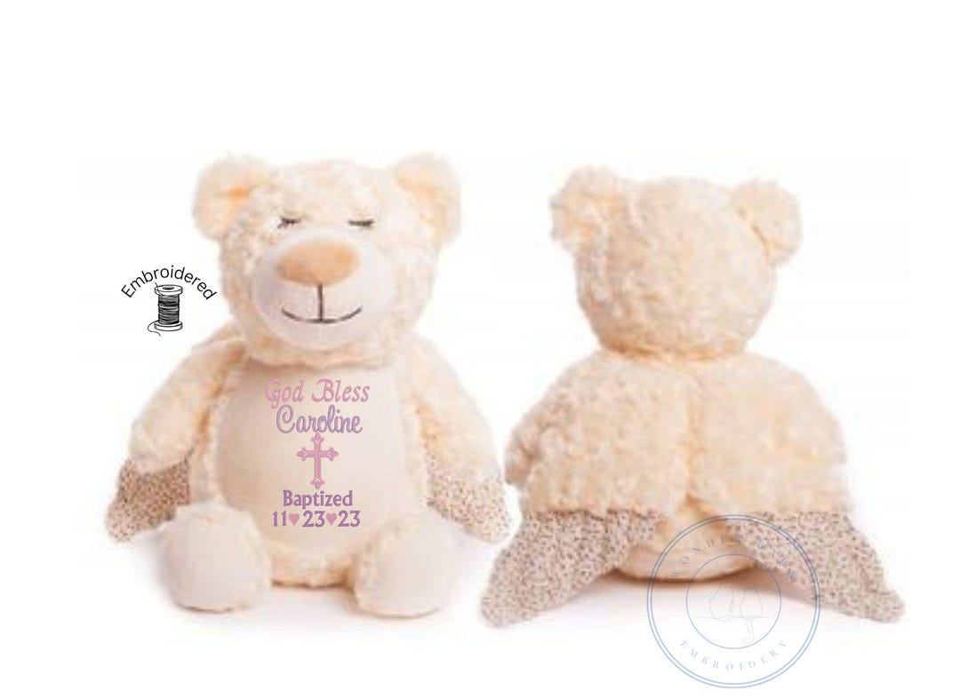 Personalized Baptism Stuffed Animal - Child Baptism Gift - Embroidered ...