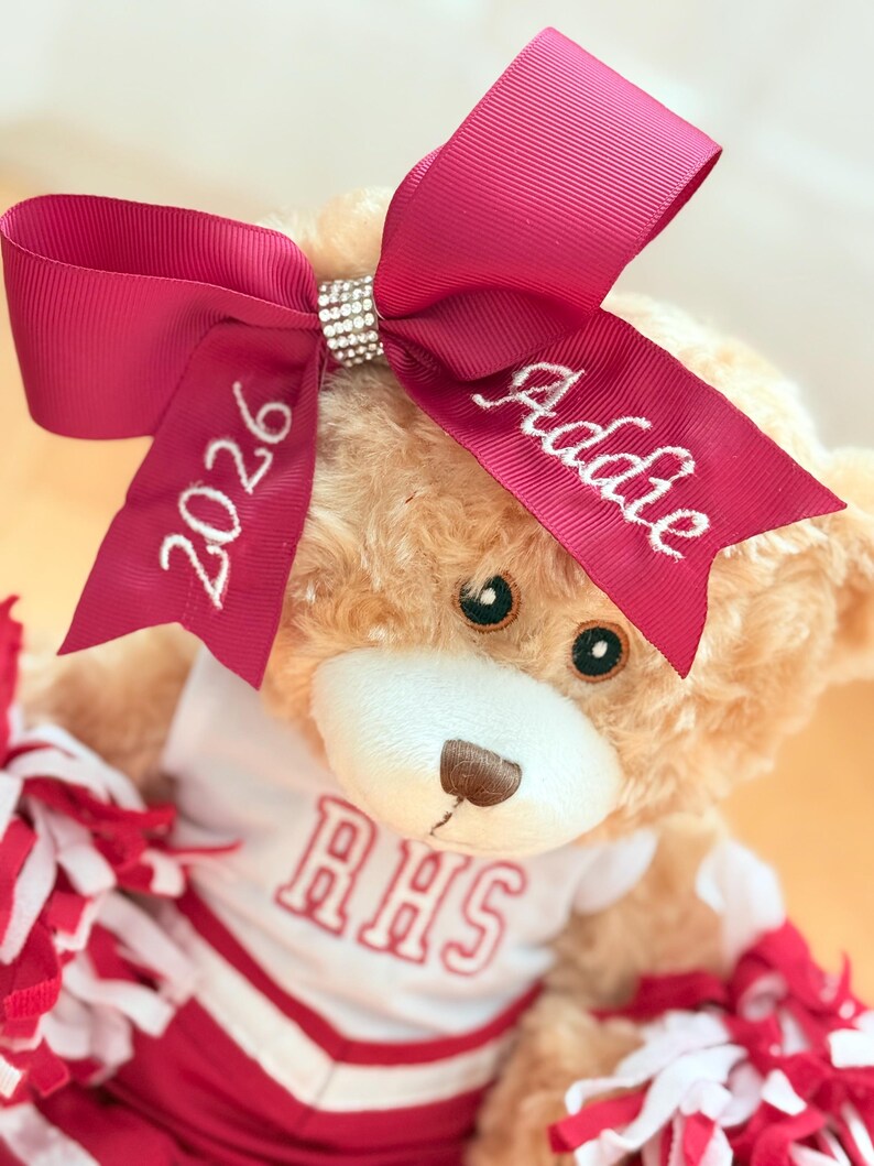 Personalized Cheer Bear Gift – Custom Embroidered Uniform & Bow ...