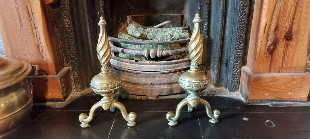 Antique Large Ornate Brass Victorian Fire Dogs Exceptional Quality - Etsy