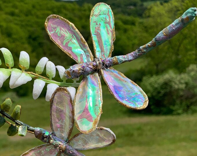 Iridescent Dragonfly Hooks Lilac Purple and Pink Dragonfly Ornaments ...