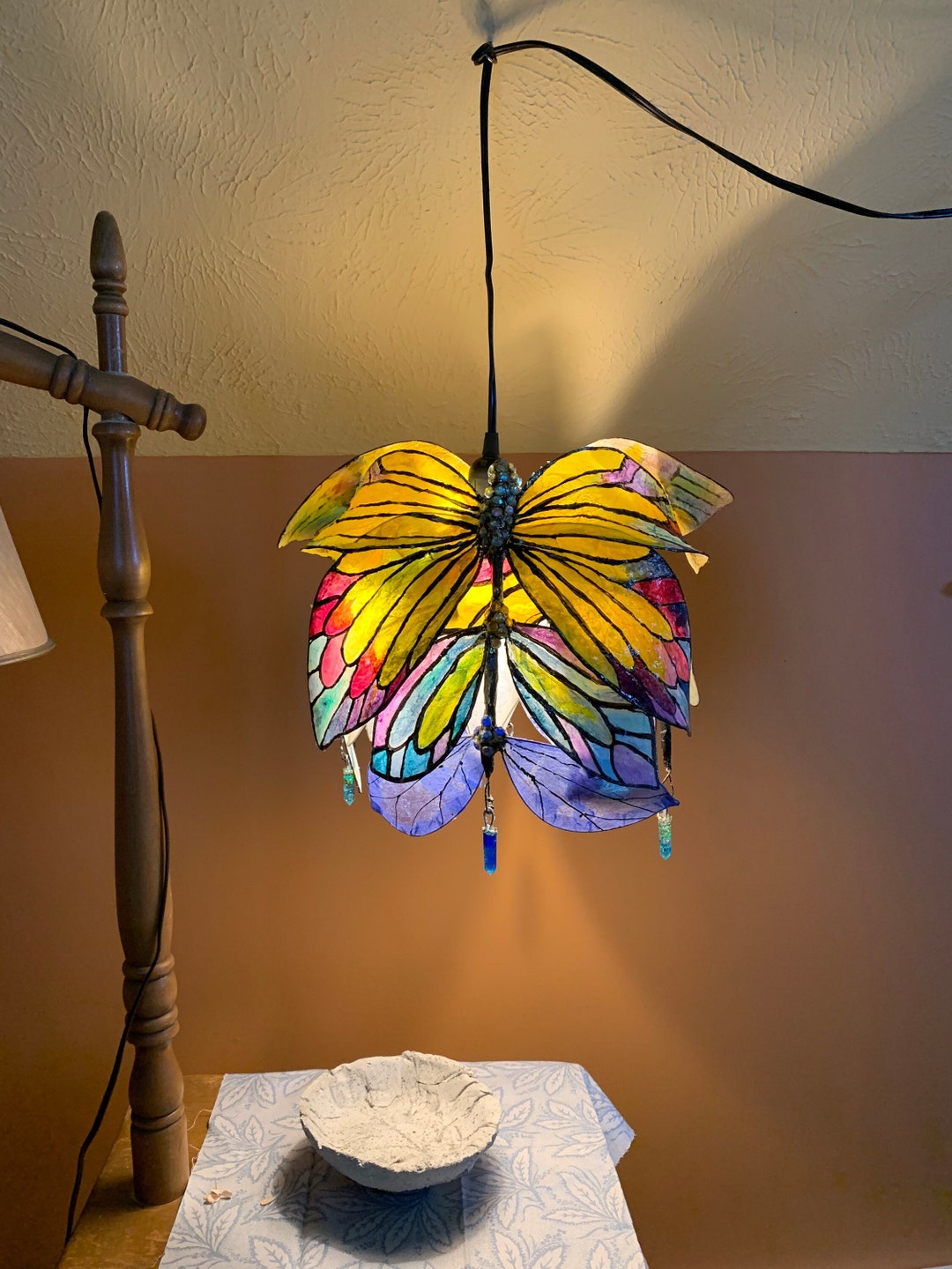 Bold Butterfly Dragonfly Pendant Lamp Handmade Butterfly Lamp Shade ...