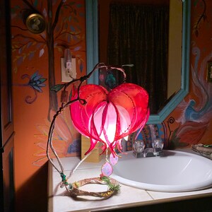 Bleeding Heart Flower Lamp Red Silk Heart Light Unique Fairy Light ...