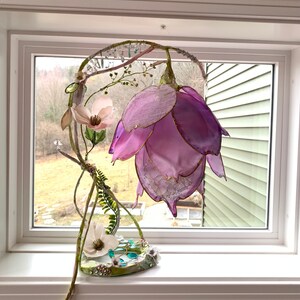 Lilac Bell Flower Lamp Handmade Spring Magnolia Artisan Light Accent ...