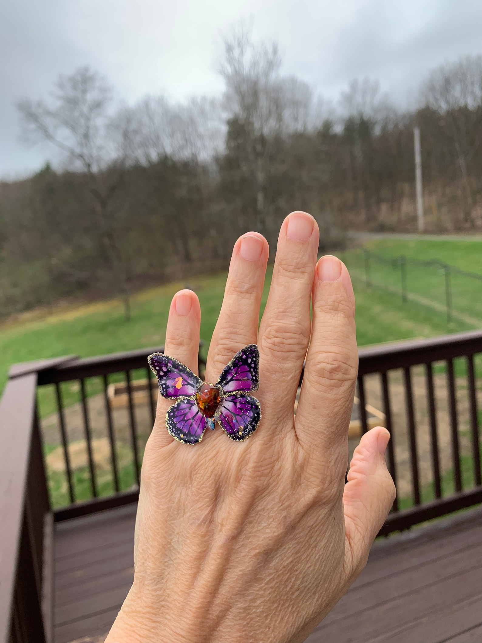 Butterfly Ring Resin Ring Fun Ring Cute Ring Statement Ring - Etsy