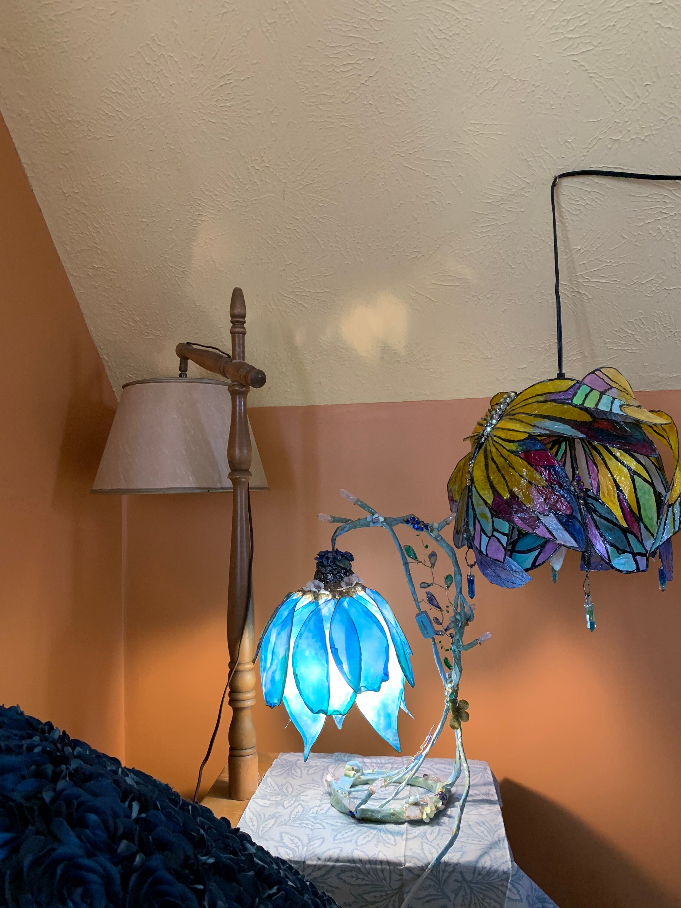 Sweet Blue Mint Lamp Light Rustic Earthy Lamp Tabletop Lamp Fairy ...