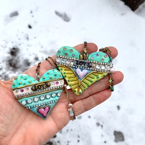 Love Heart Necklace Statement Valentine Heart Necklace Ornate Heart ...