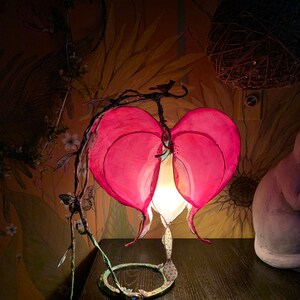 Blissful Bleeding Heart Lamp With Cardinal Bird Silk Lantern Heart ...