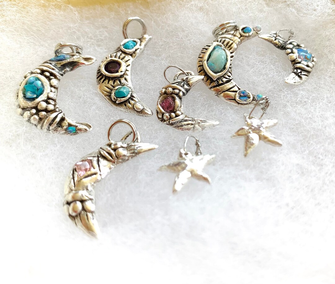 Moon Pendant Tiny Star Small Moon Charm Pendant Only Tiny Moons Fine ...