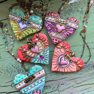 Love Heart Necklace Statement Valentine Heart Necklace Ornate Heart ...