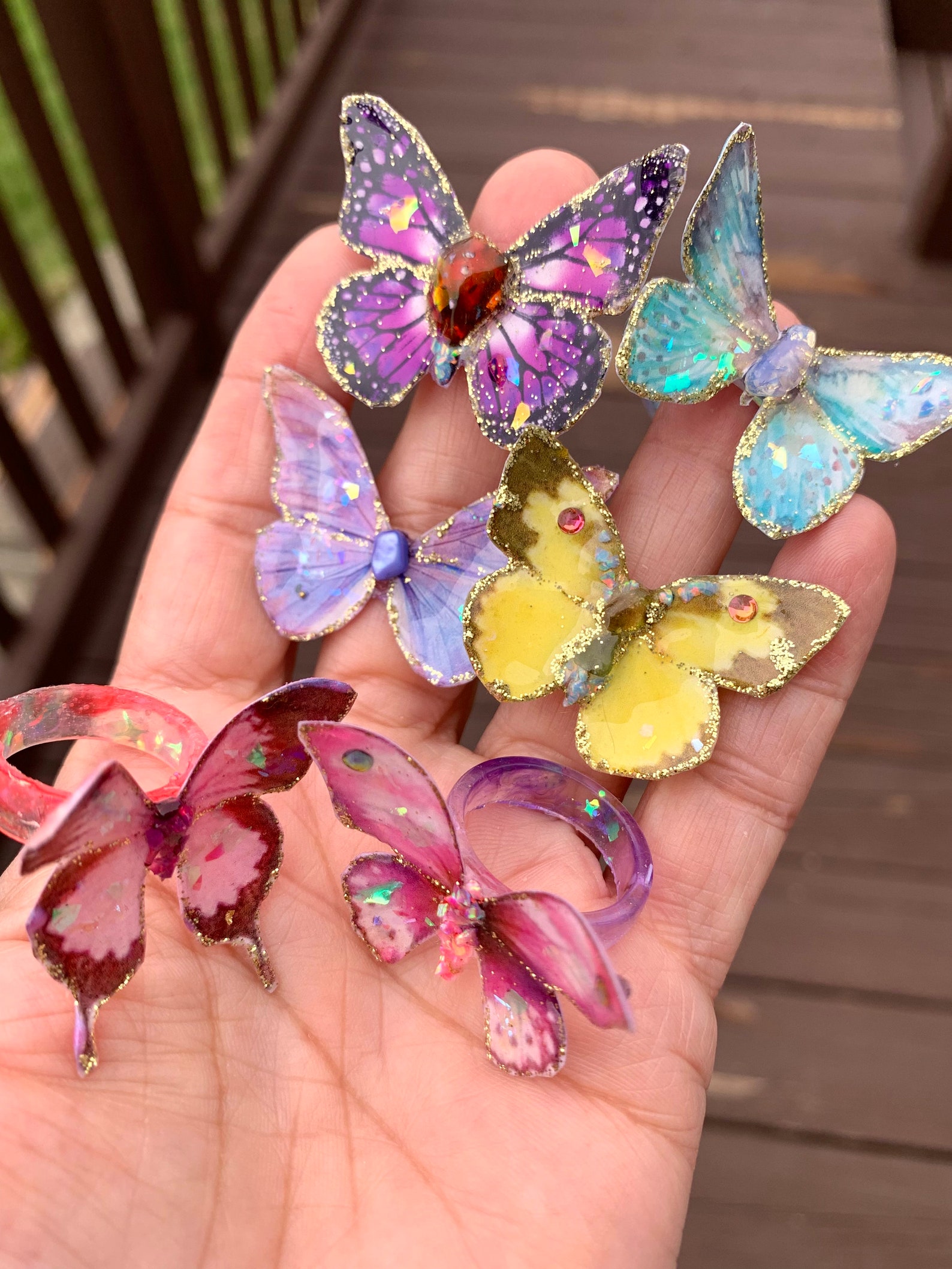 Butterfly Ring Resin Ring Fun Ring Cute Ring Statement Ring | Etsy