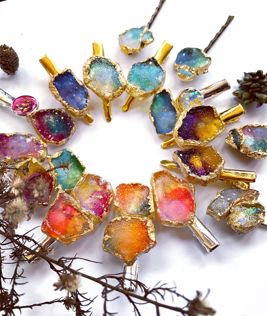 Fun Hair Clips Colorful Rustic Hair Clips Bobby Pins Faux - Etsy