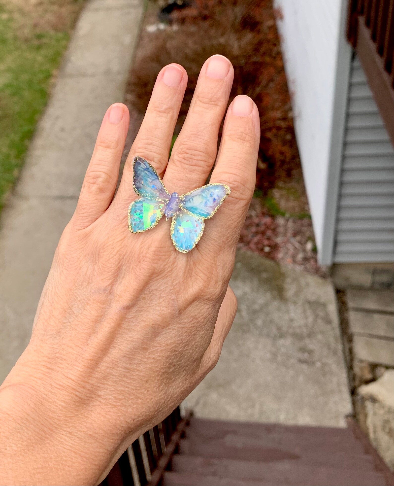 Butterfly Ring Resin Ring Fun Ring Cute Ring Statement Ring - Etsy