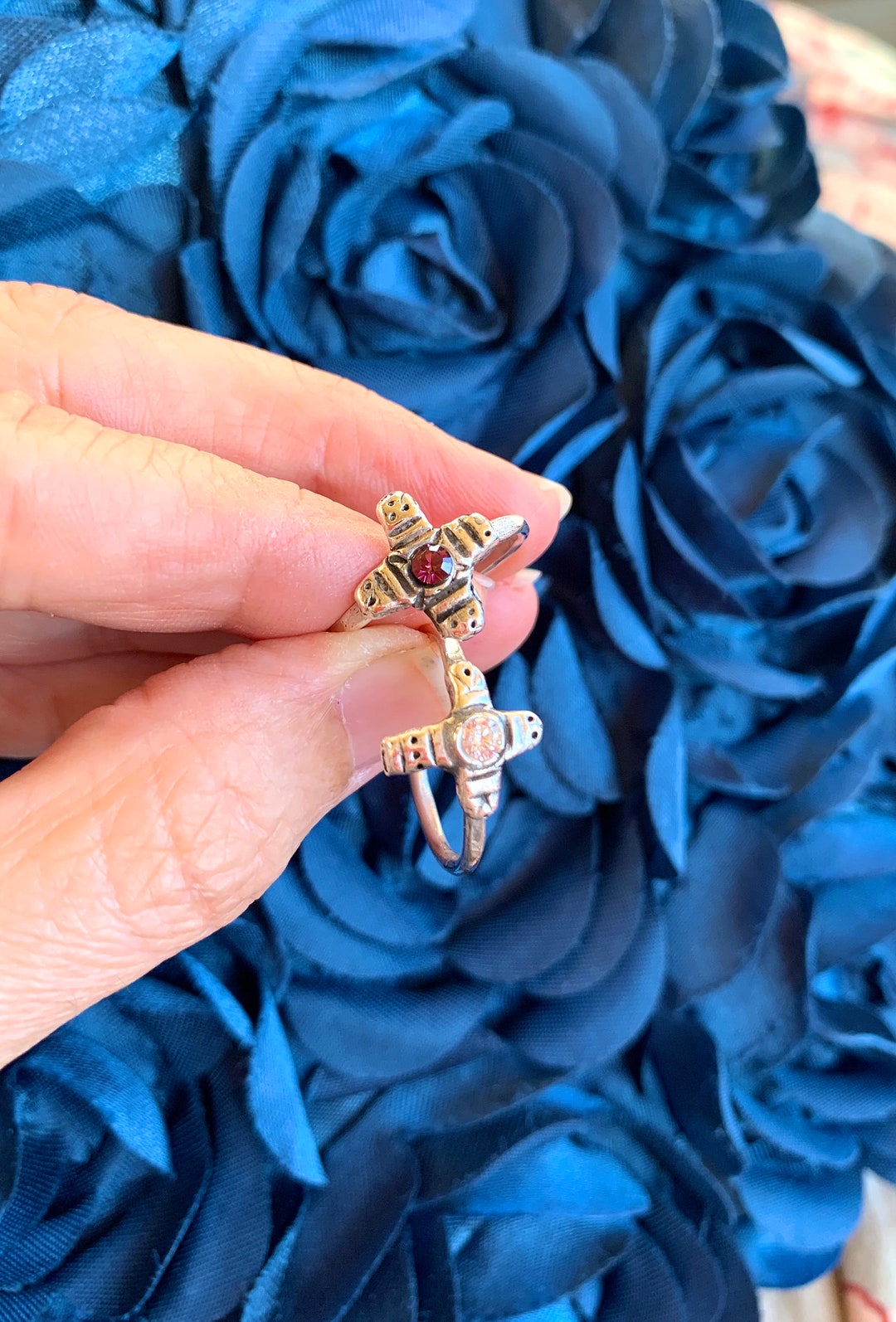 Dainty Cross Ring Fine Silver Cross Four Directions Ring Purple ...