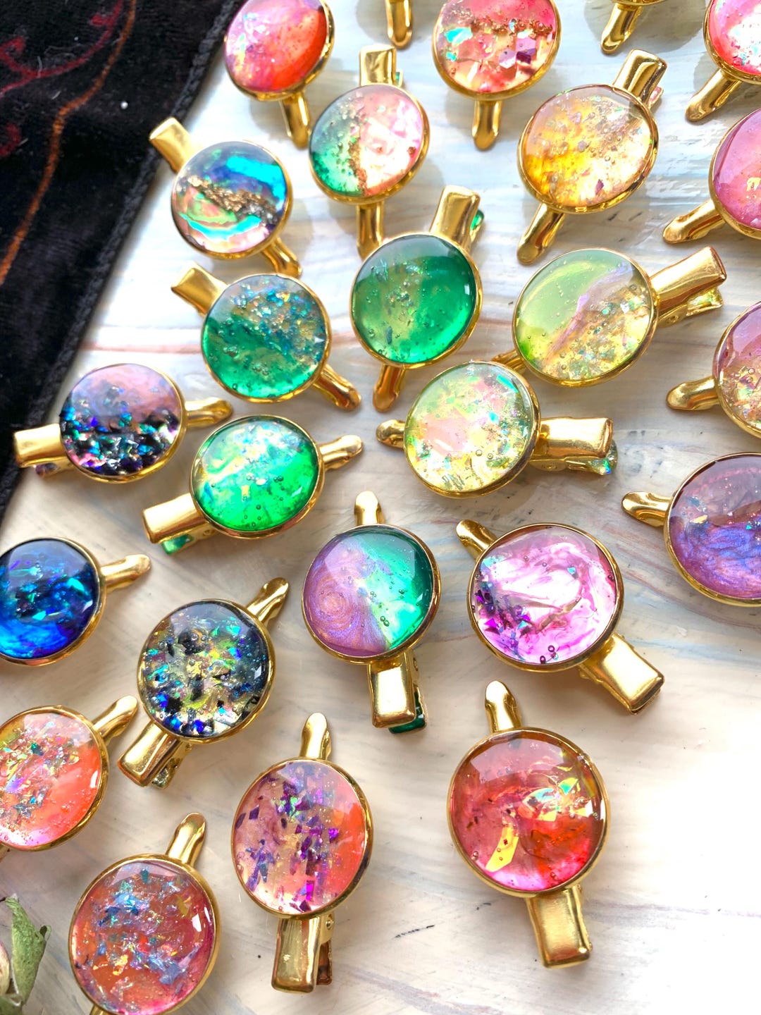 Colorful Round Hair Clips Pink Purple Blue Yellow Green Hair ...