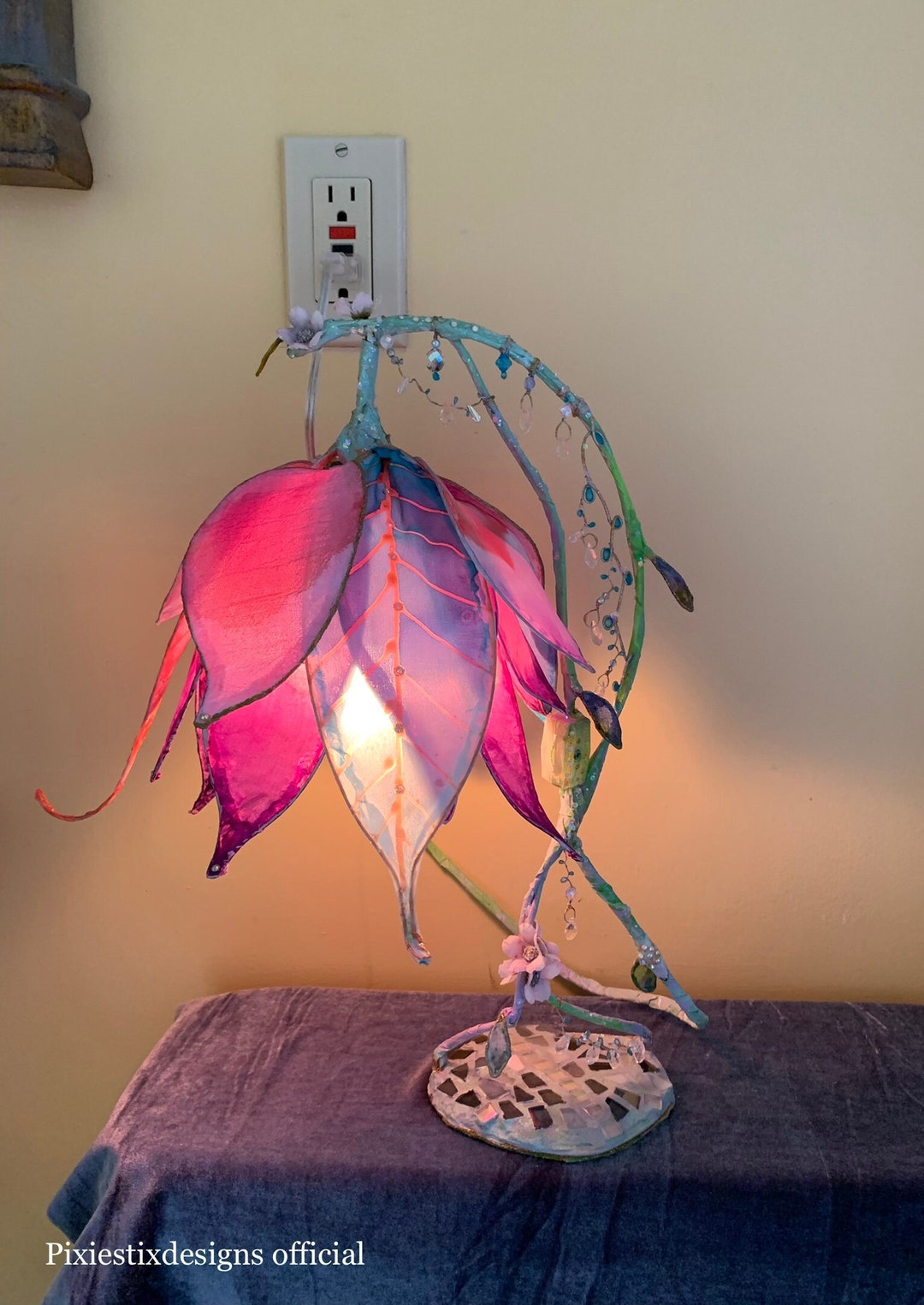 Summer Breeze Flower Lamp Silk Flower Woodsy Sea Lamp Fairy Room Garden ...