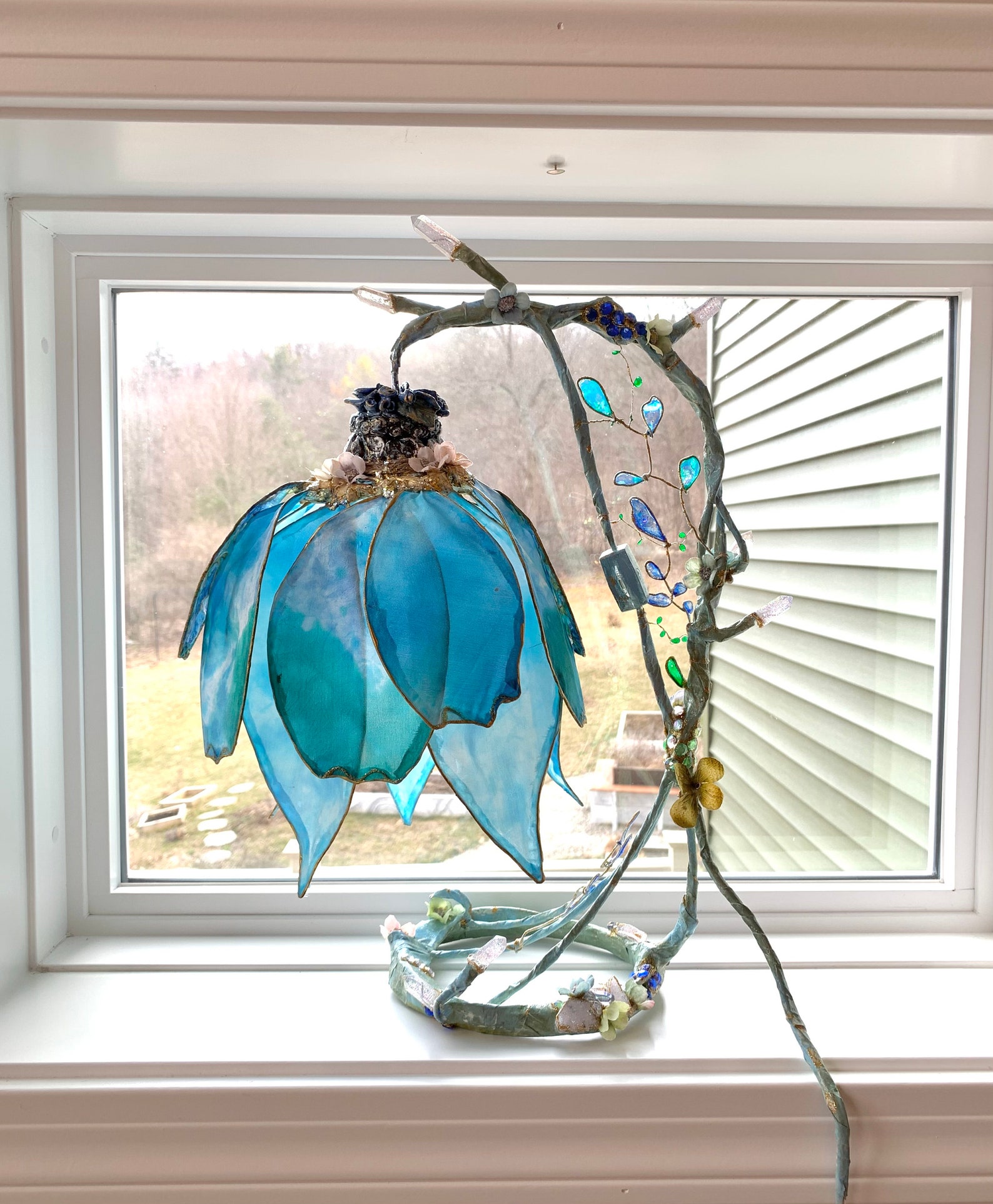 Sweet Blue Mint Lamp Light Rustic Earthy Lamp Tabletop Lamp Fairy ...