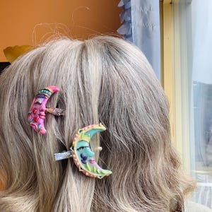 Moon Hair Clips Crescent Moon Clip Fun Celestial Hair Accessories - Etsy