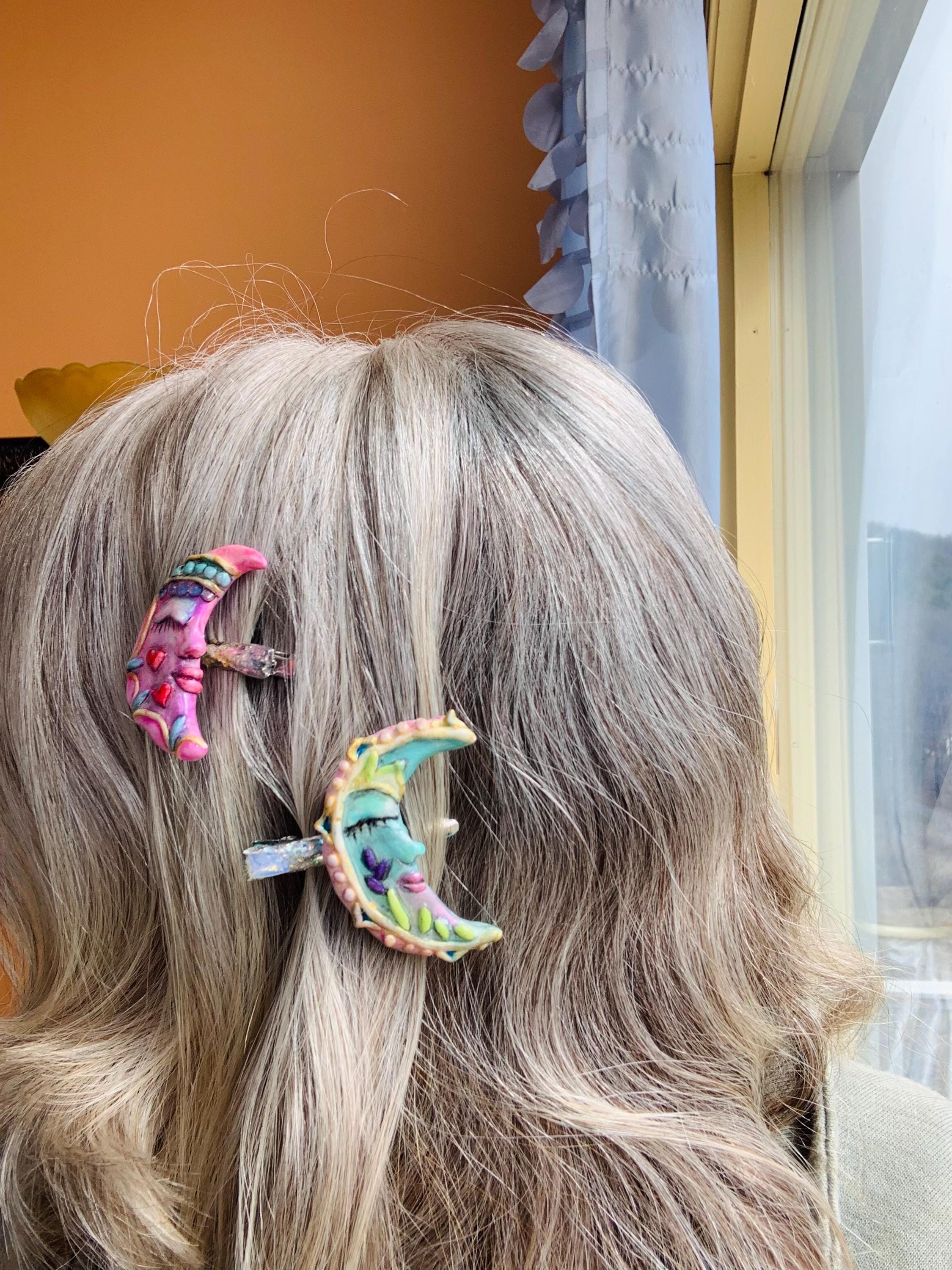 Moon Hair Clips Crescent Moon Clip Fun Celestial Hair Accessories - Etsy