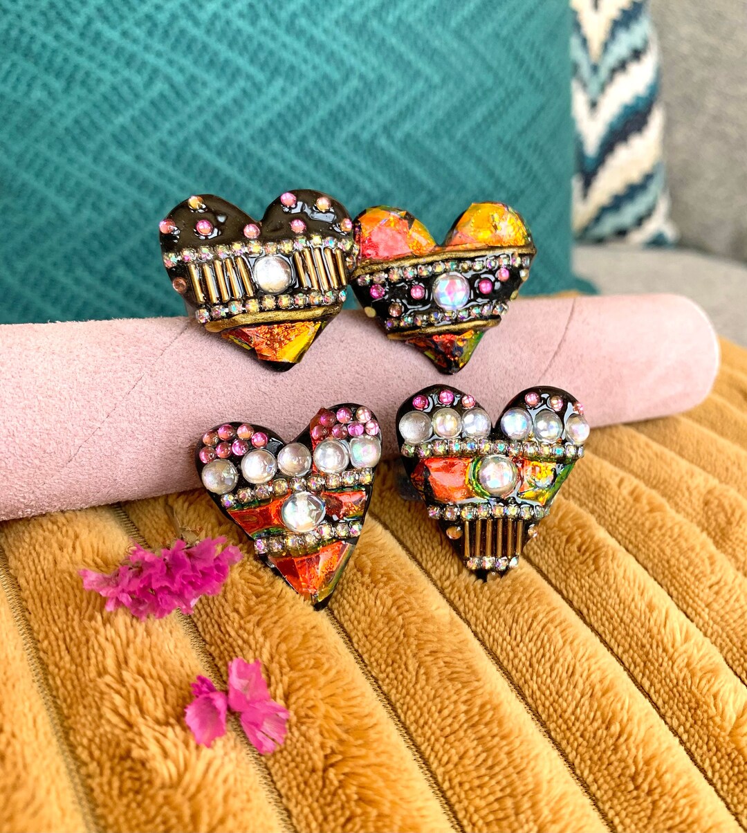 Crazy Cool Heart Rings Flashy Sparkly Amazing Copper Red Black Heart ...