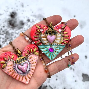 Love Heart Necklace Statement Valentine Heart Necklace Ornate Heart ...