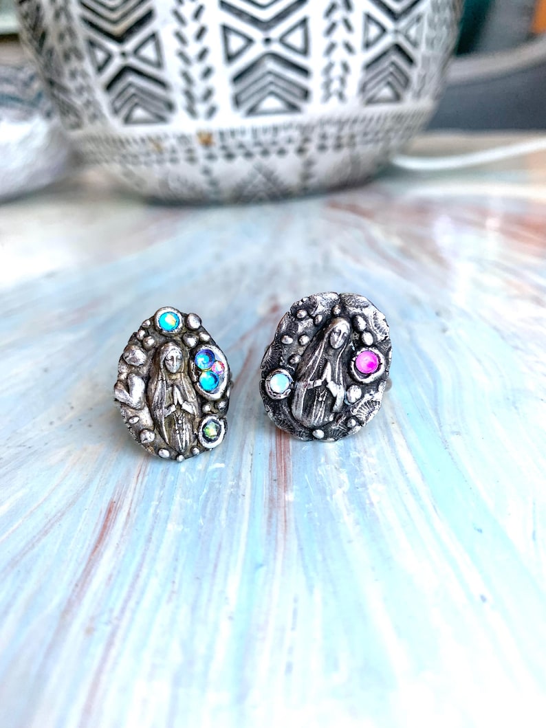 Mother Mary Rings Sacred Rings Spiritual Ring Religious Ring Unique ...