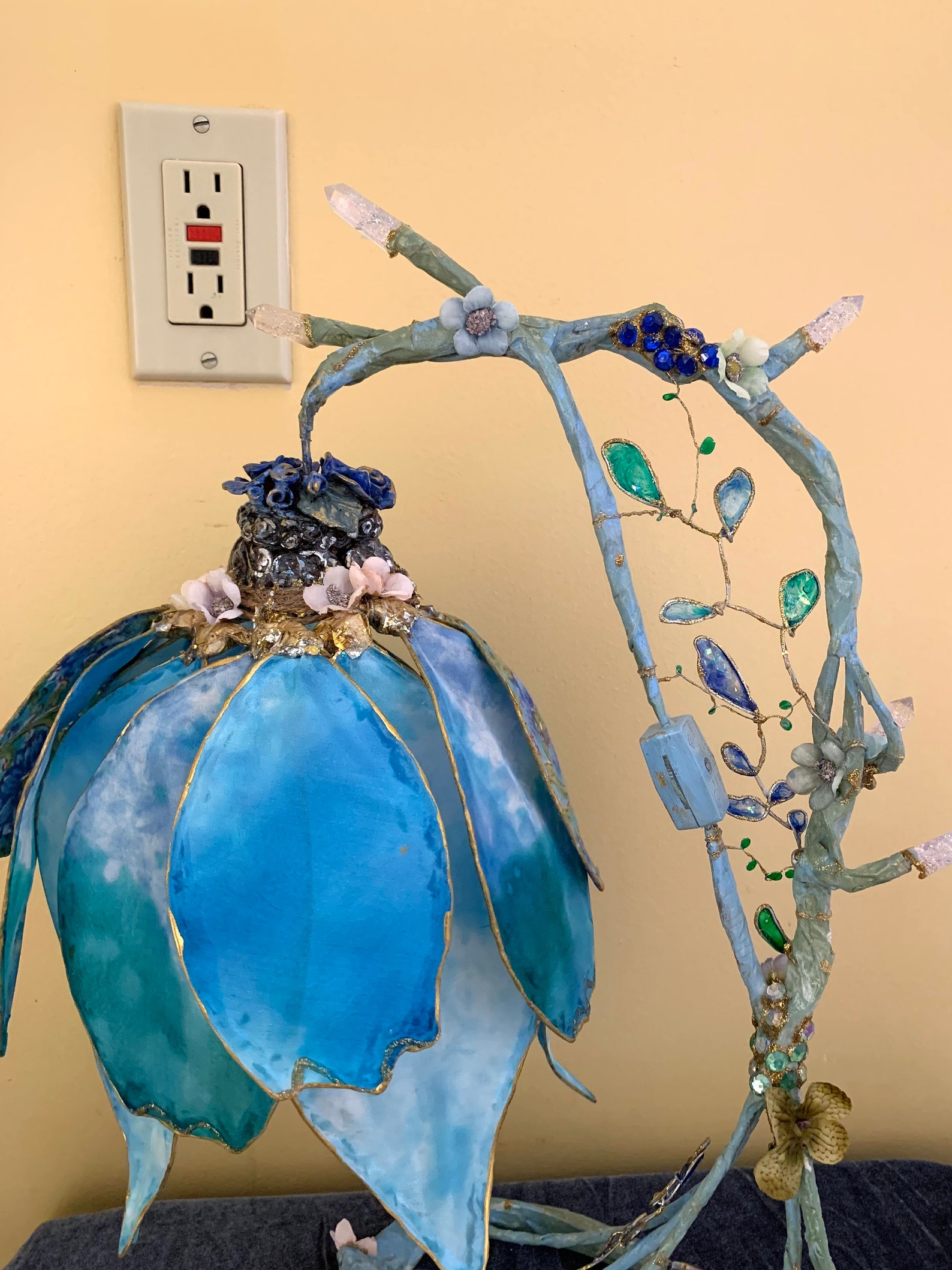 Sweet Blue Mint Lamp Light Rustic Earthy Lamp Tabletop Lamp Fairy ...