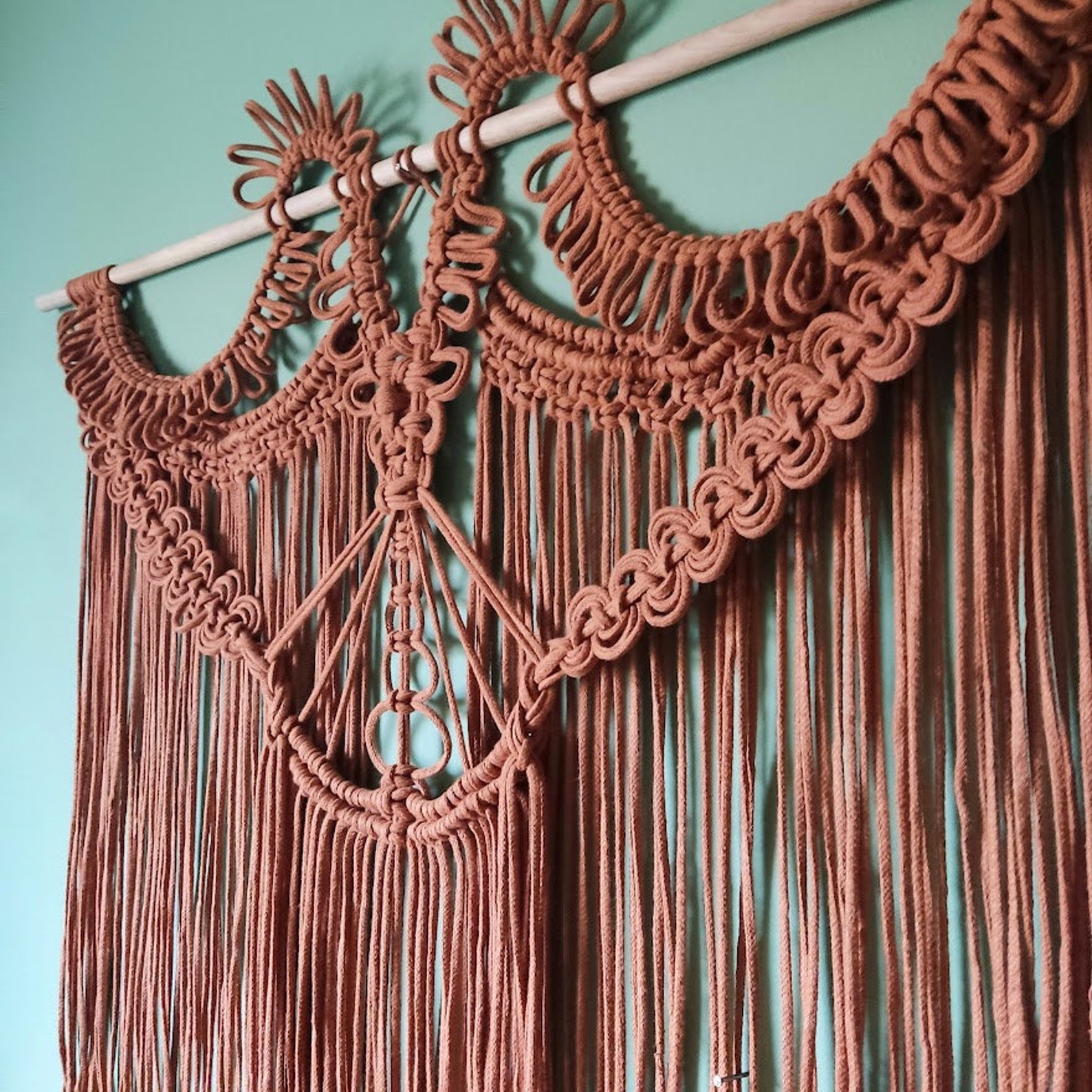 Macrame Wall Hanging, Rust Color Wall Decor, Contemporary Textile Wall ...