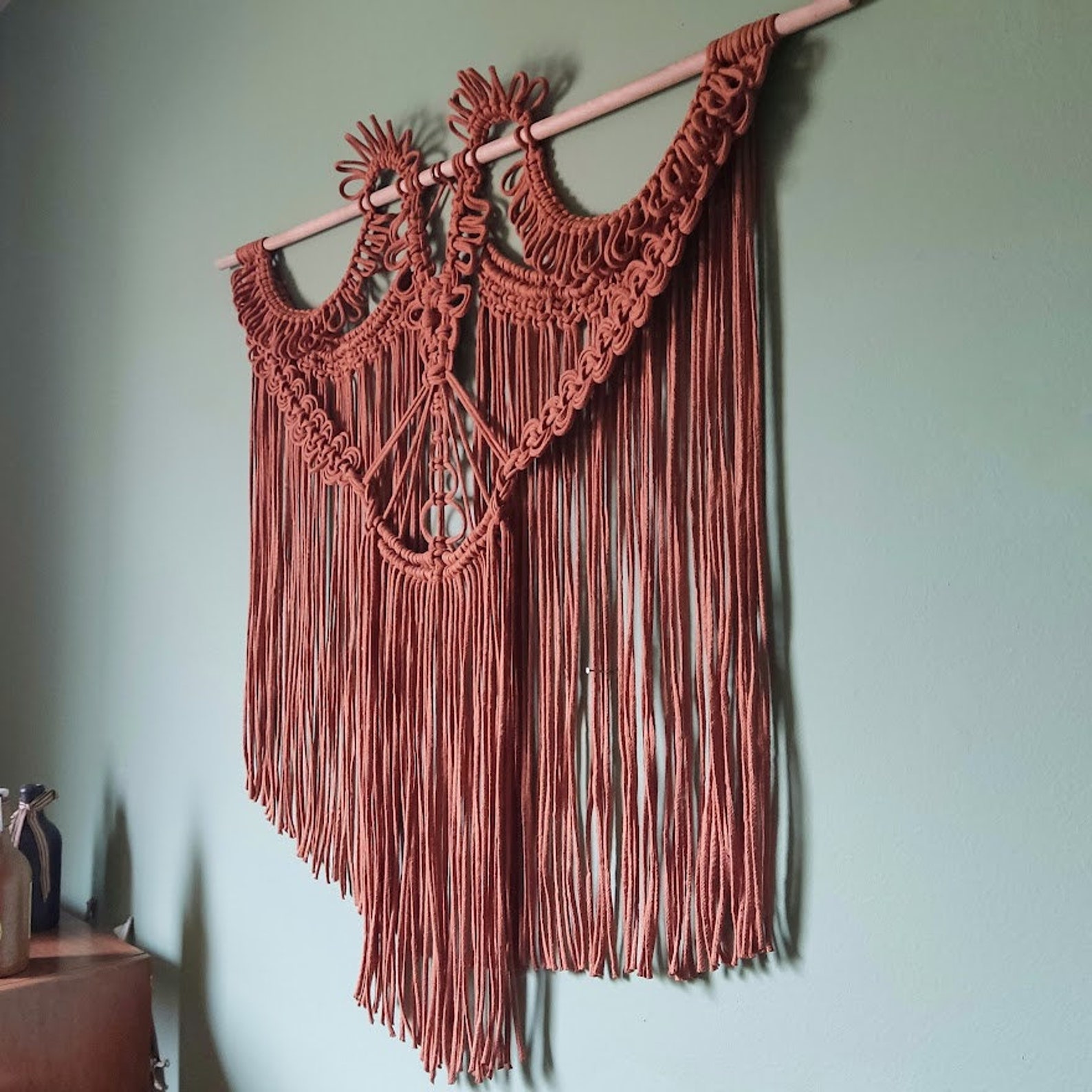 Macrame Wall Hanging, Rust Color Wall Decor, Contemporary Textile Wall ...