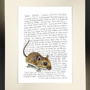 To A Mouse Robert Burns Mounted Print From Original Pen Sketch of Poem ...