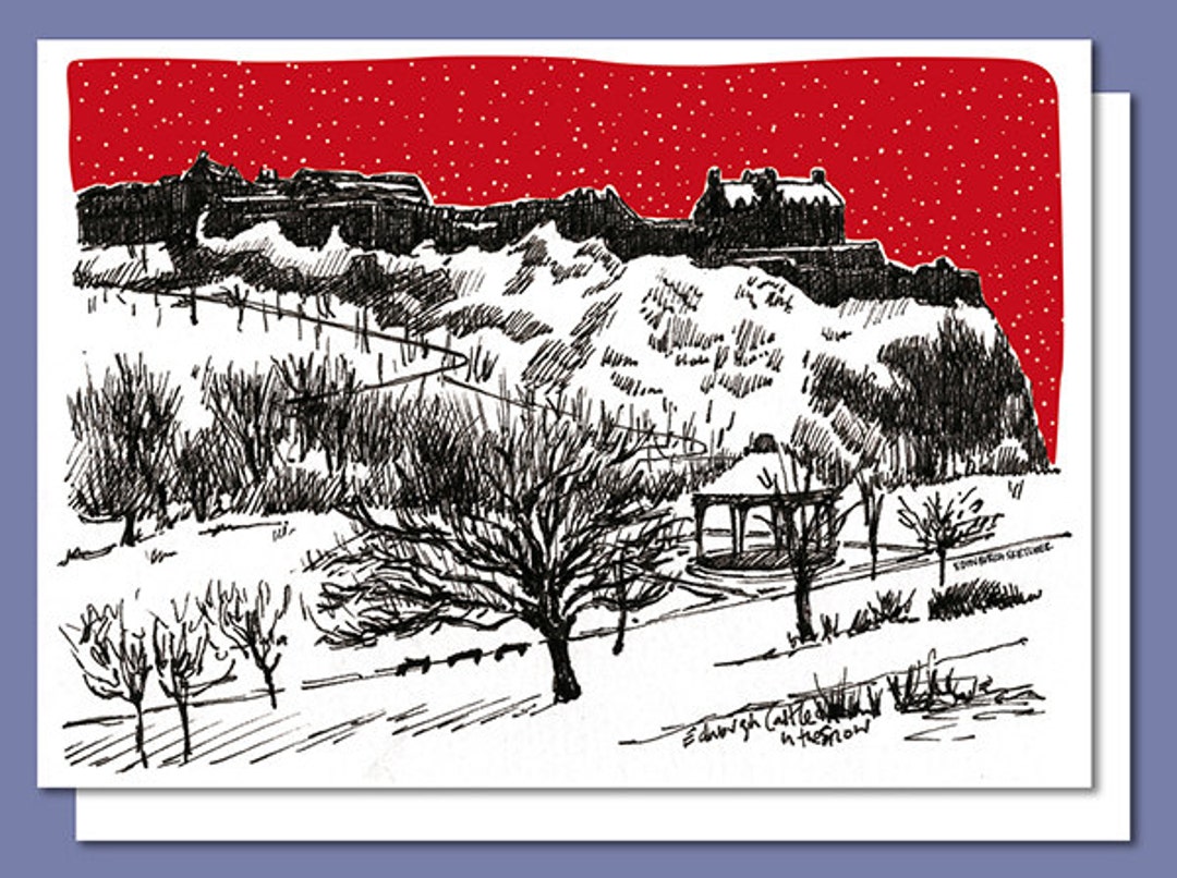 Edinburgh Christmas Card With Edinburgh Castle in Snow - Etsy