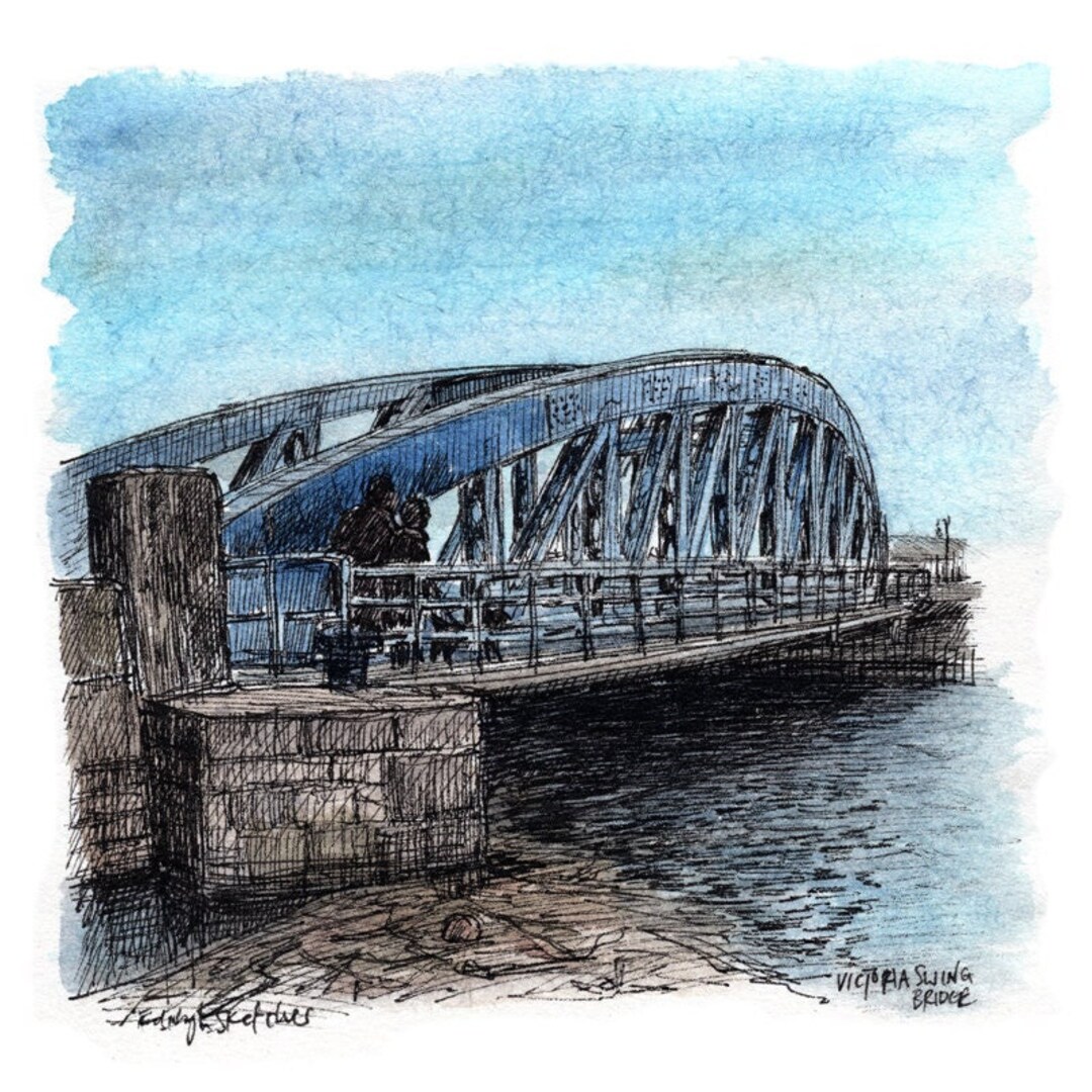The Victoria Swing Bridge in Leith Docks, This is a Mounted Print of an ...